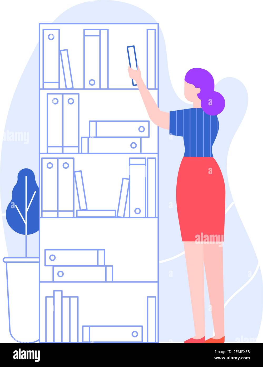 Woman office worker organizes folders in rack Stock Vector Image & Art ...