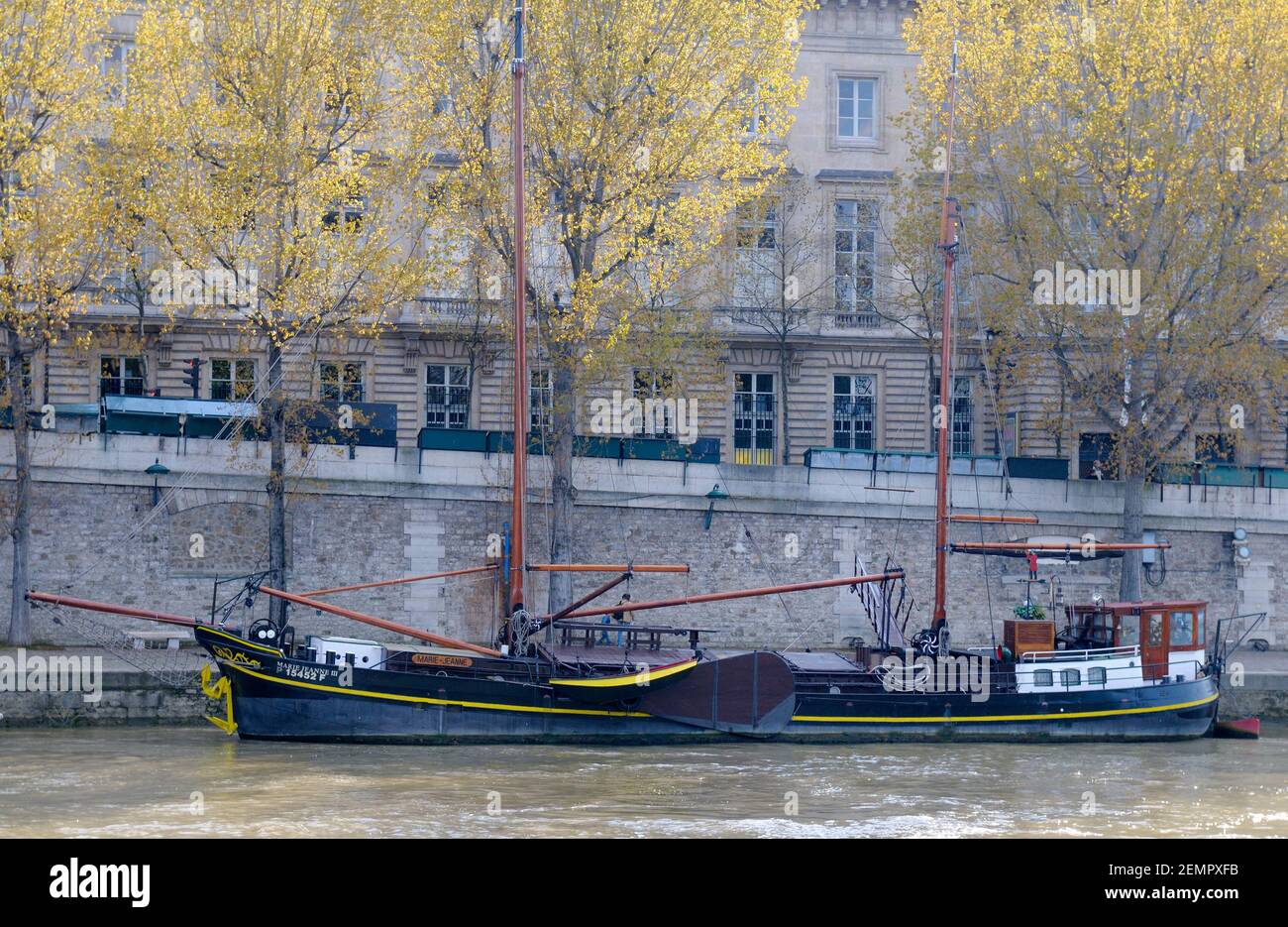 Sailboat on the Seine River, Paris, Île-de-France, France Stock Photo ...