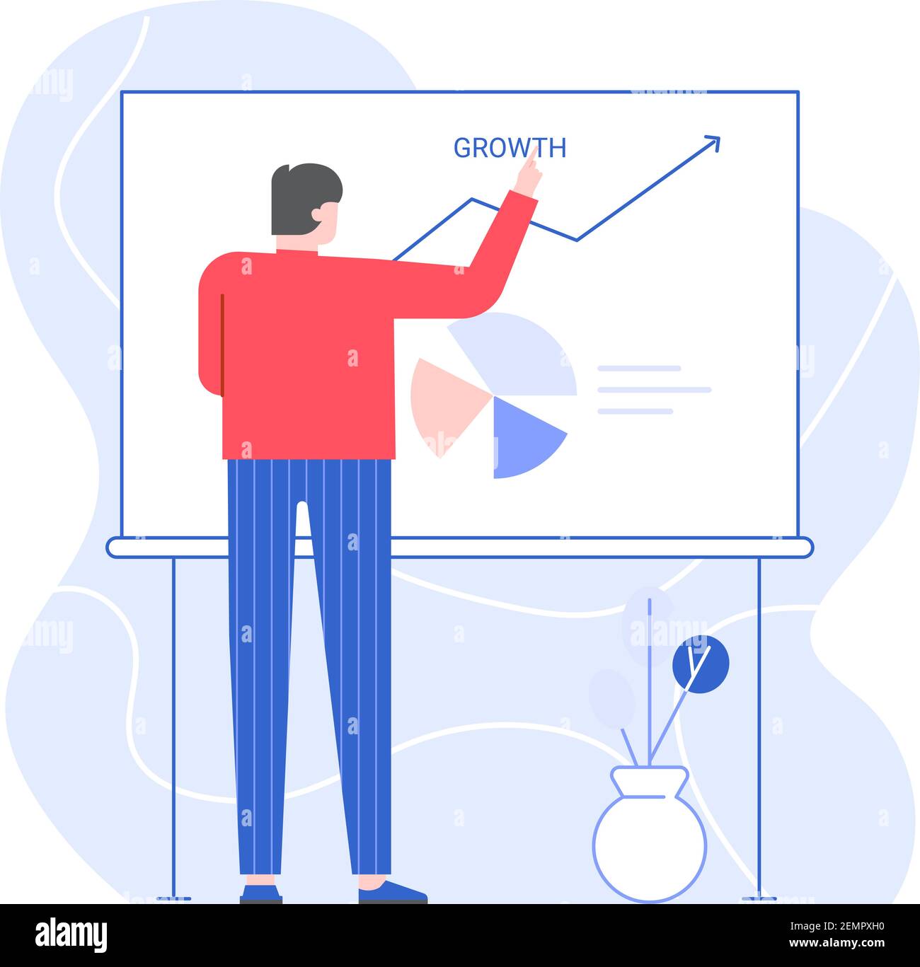 Man presentation chart development on white board Stock Vector Image ...