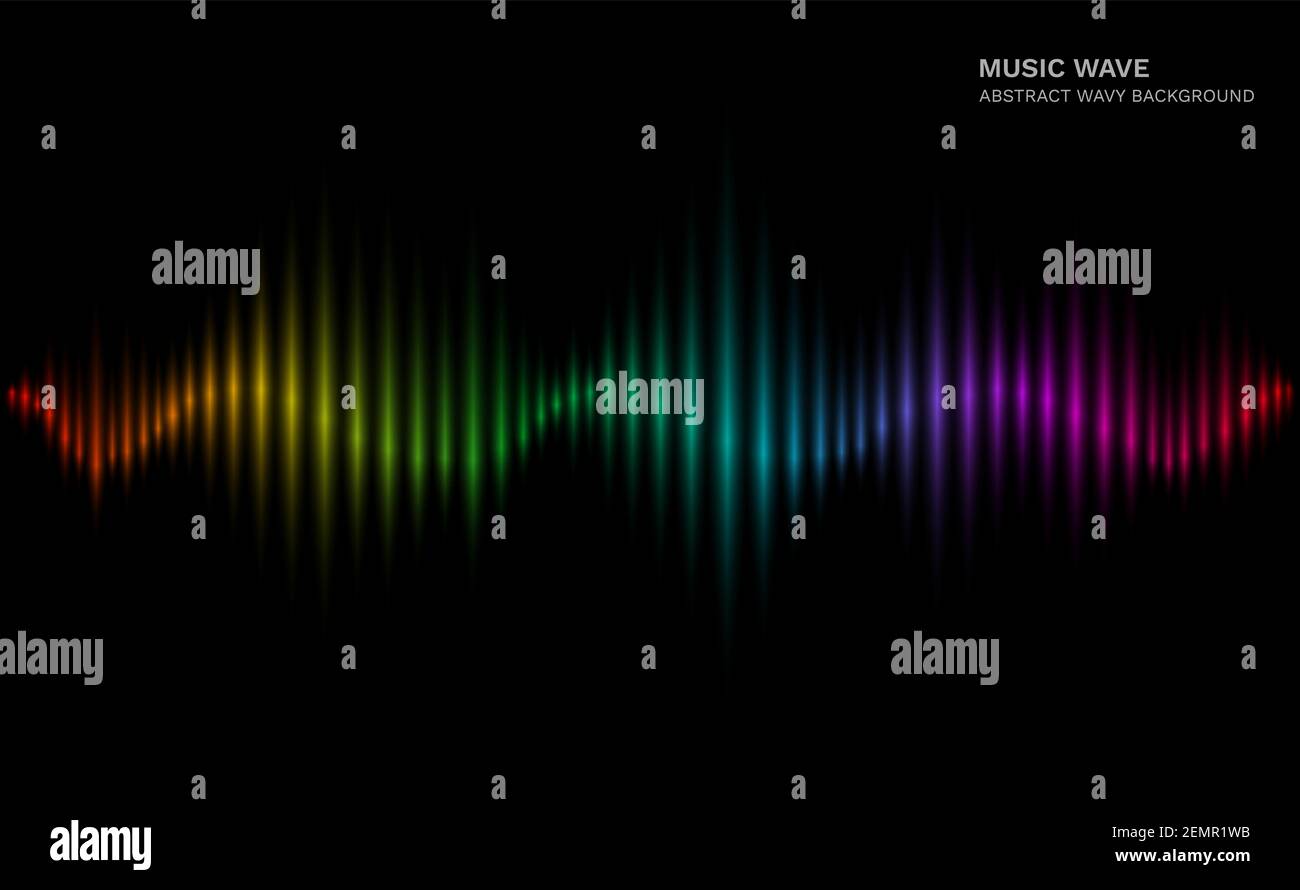 Rainbow sound wave. Multicolor sonic dynamic waveform on dark ...