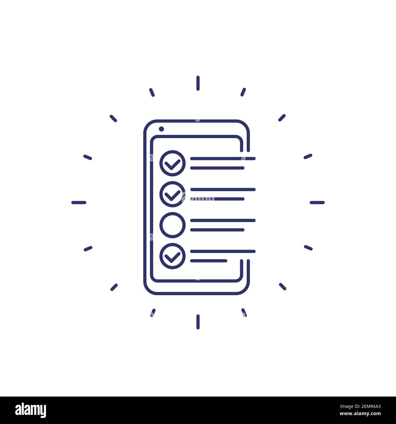 online survey form in phone, checklist line icon Stock Vector Image ...