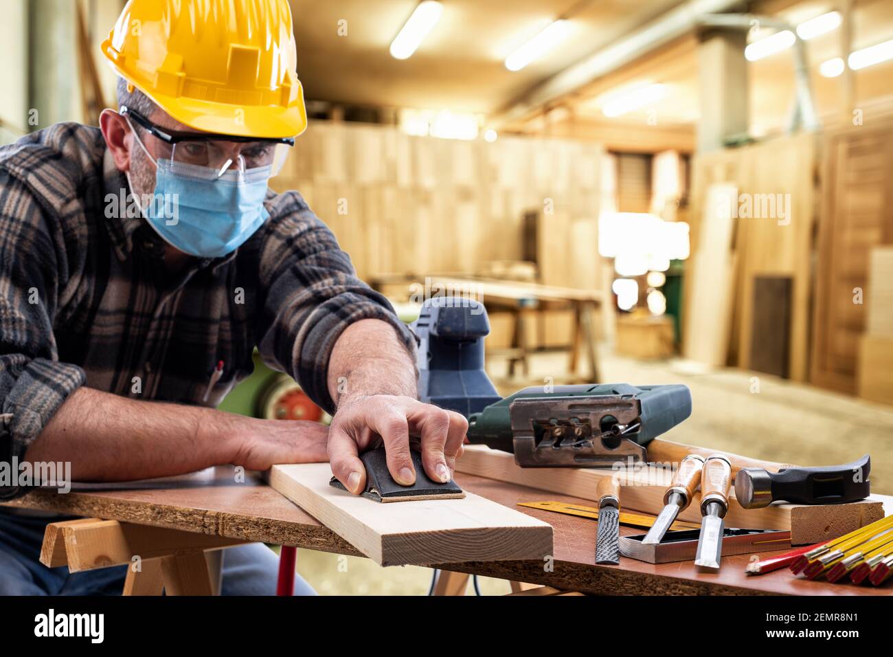 Carpenter At Work Hammer Hands High Resolution Stock Photography and ...