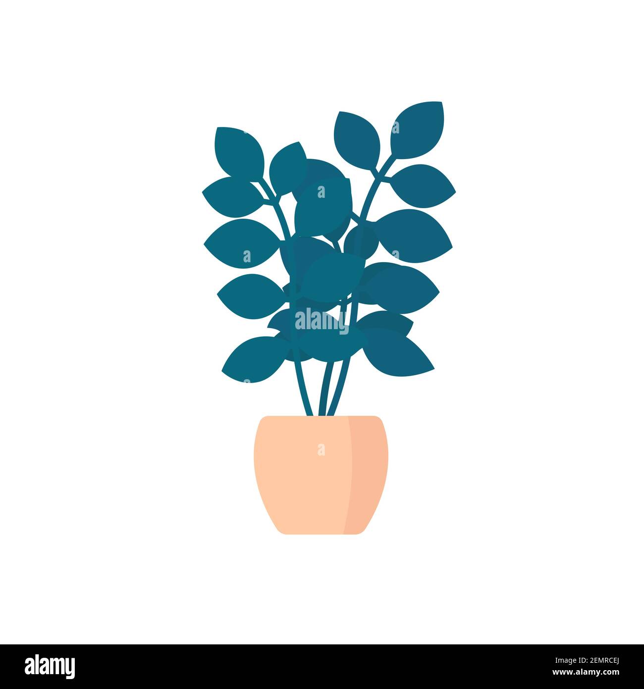 indoor plant in pot isolated on white, vector Stock Vector Image & Art ...