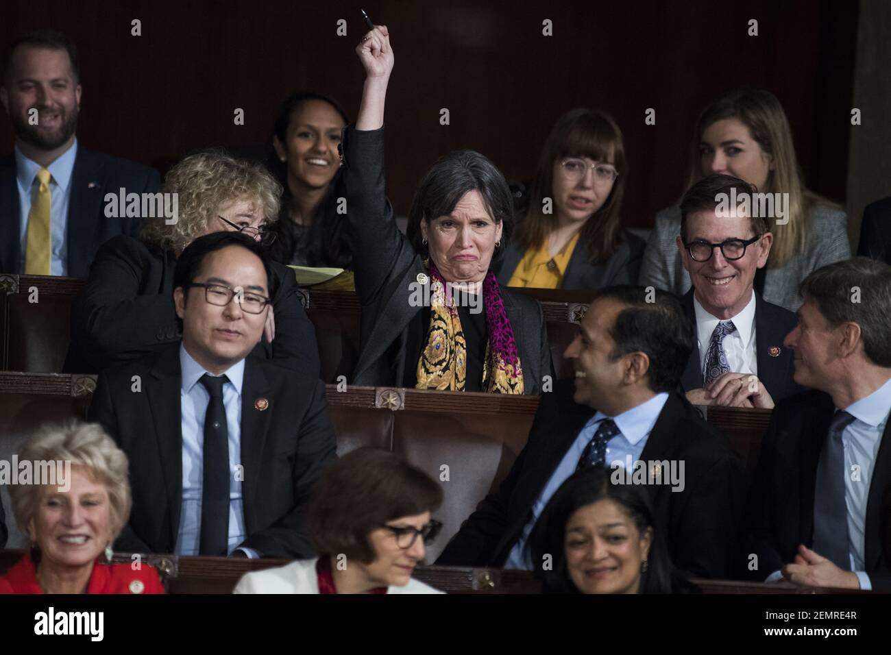 UNITED STATES - APRIL 3: Rep. Betty McCollum, D-Minn., cheers as NATO ...