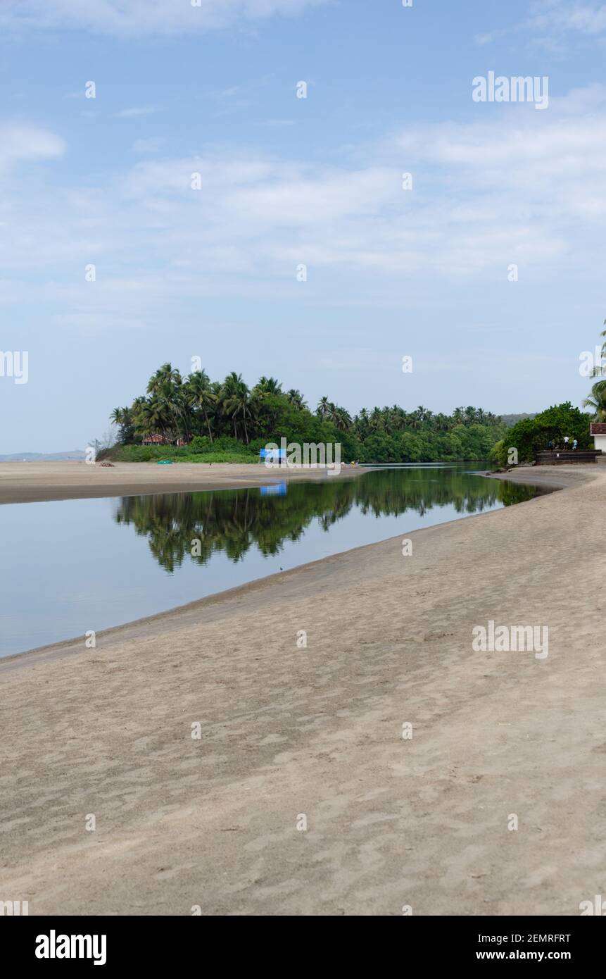 Calm and beautiful Ashvem Beach in North Goa, India Stock Photo - Alamy