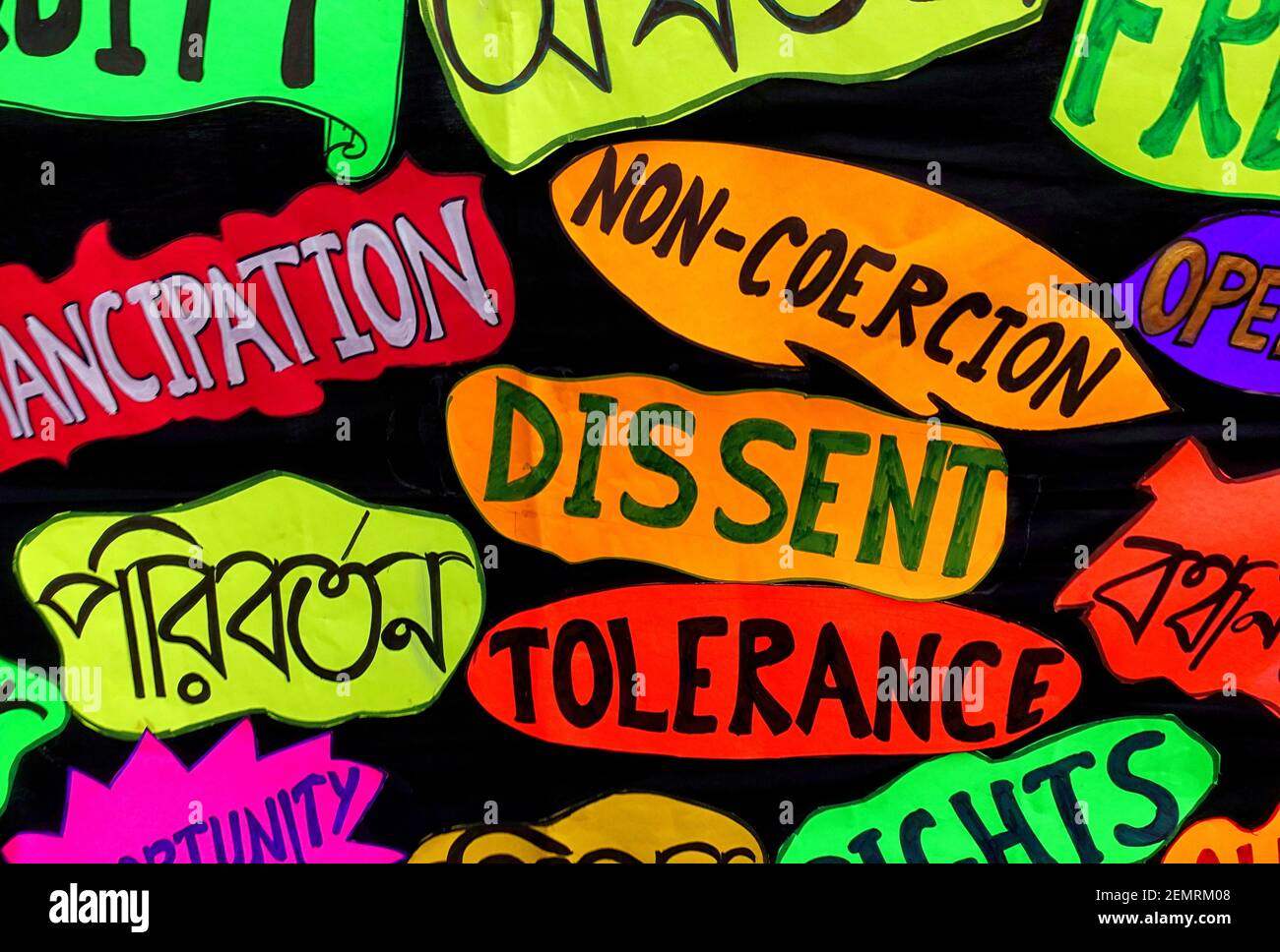 Colorful hoarding & banners seen in the grand rally organised by Woman ...