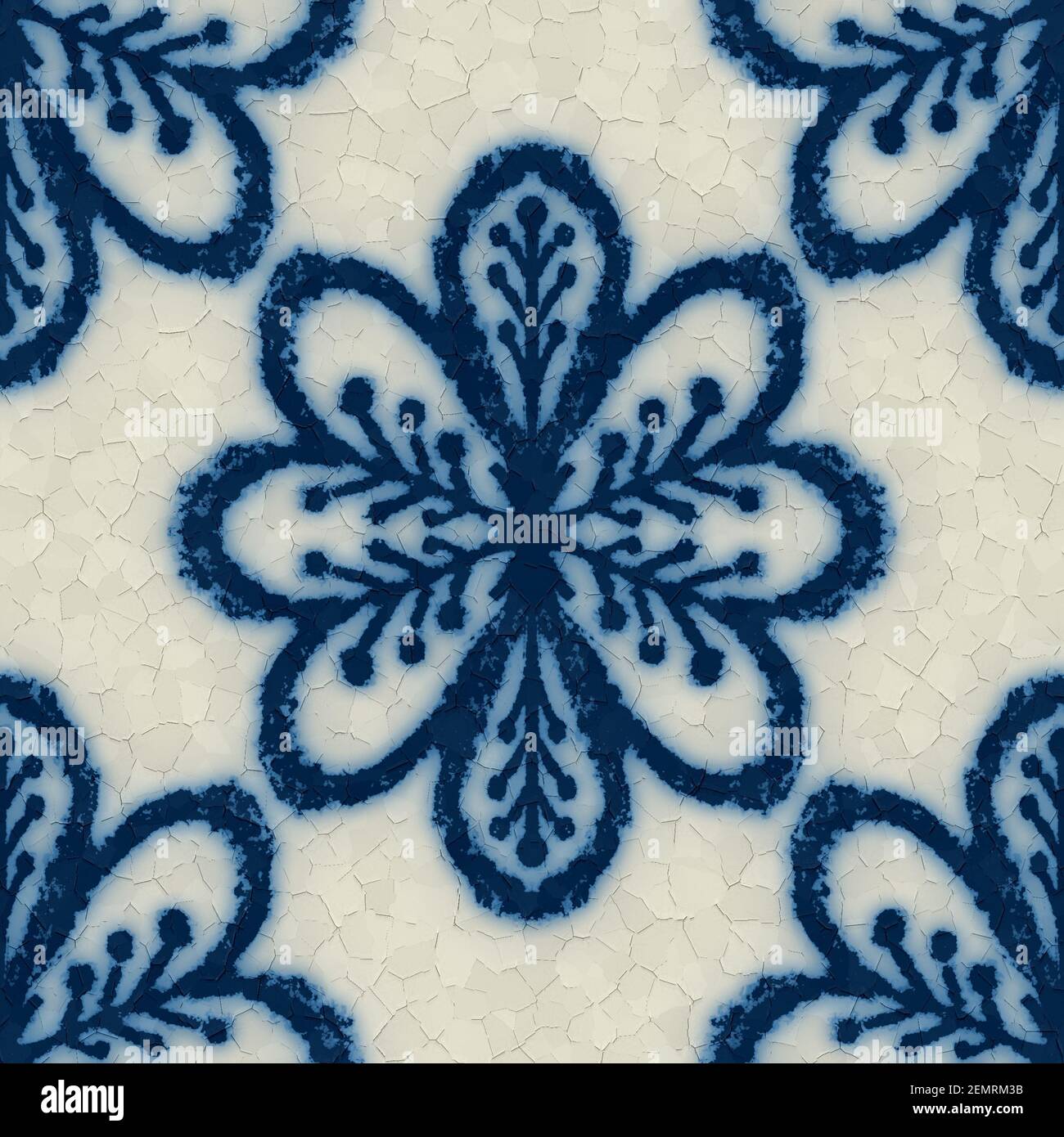 Seamless cracked blue and white ceramic design Stock Photo - Alamy