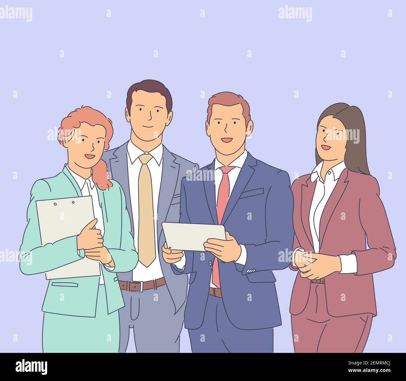 Successful business team, happy workers. Flat vector illustration Stock ...