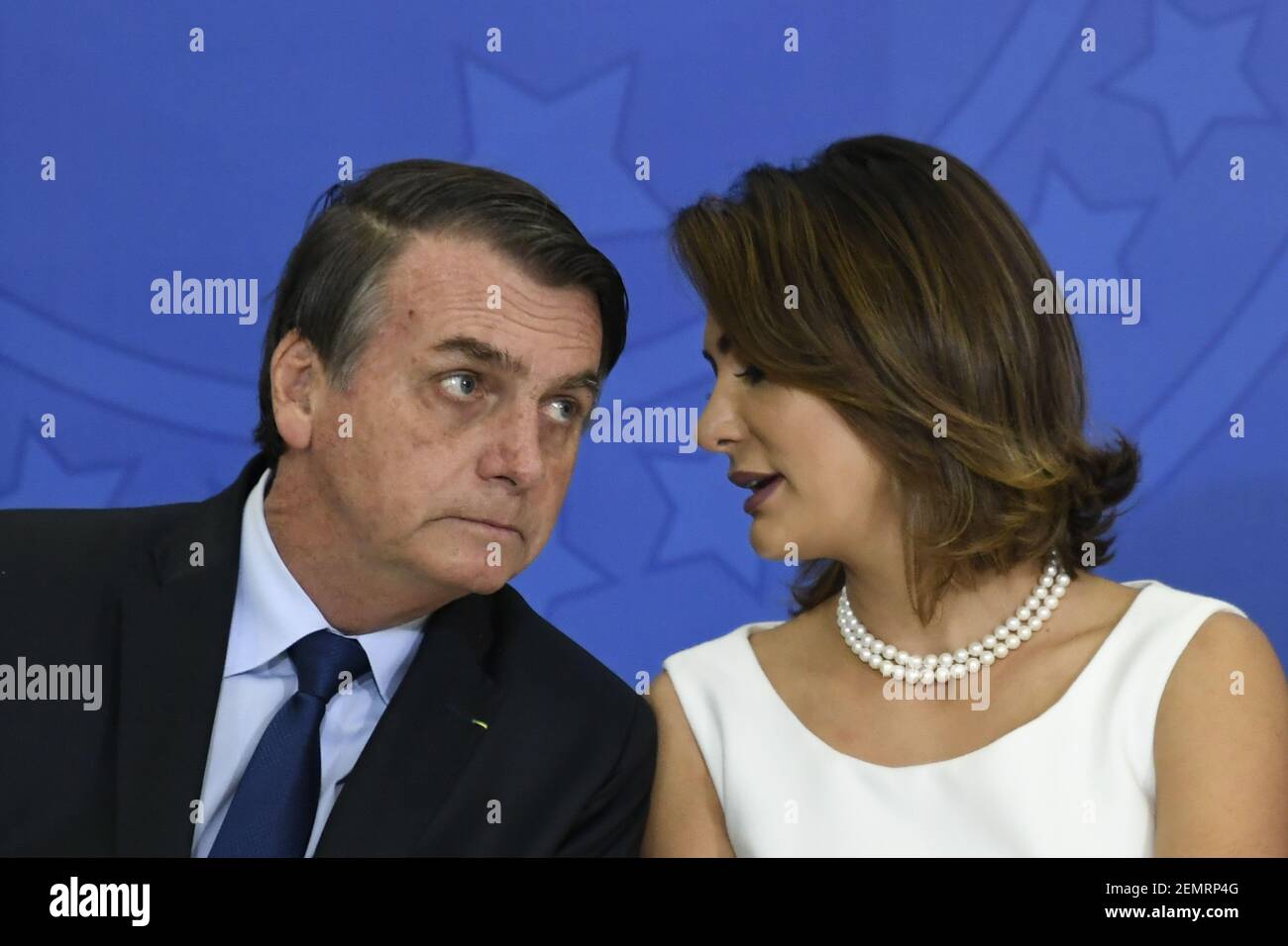 Jair Bolsonaro, president of the republic, accompanied by Michelle ...