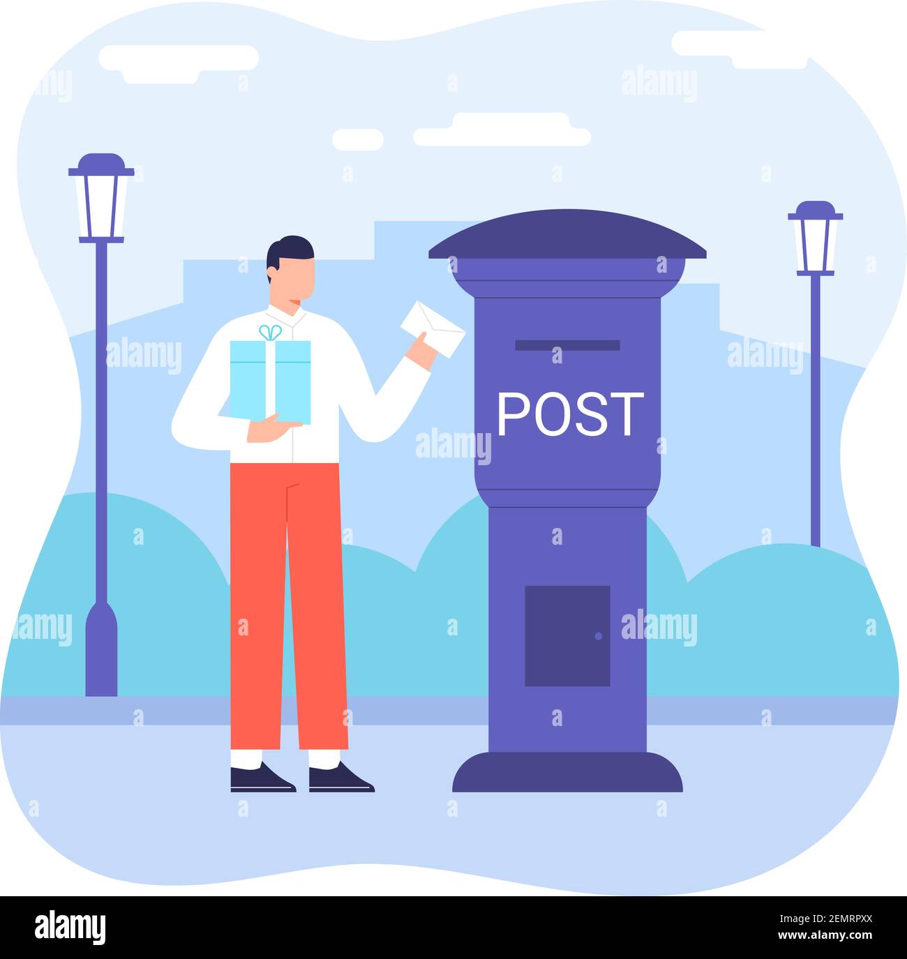 Senior Man Getting Letter From Full Mail Box Post Service Flat Vector ...