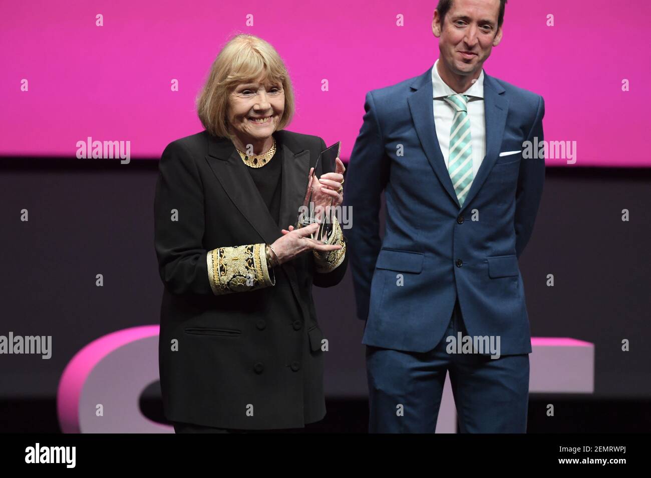 Diana Rigg, received the "Icon" award at the 2nd Cannesseries ...