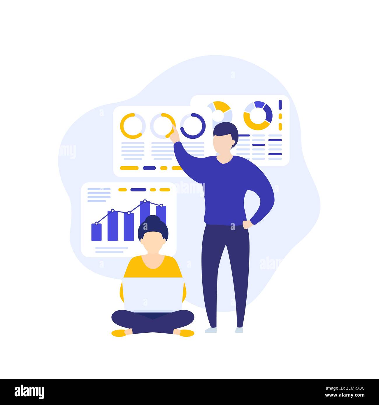 data analytics, people working with business data Stock Vector Image ...
