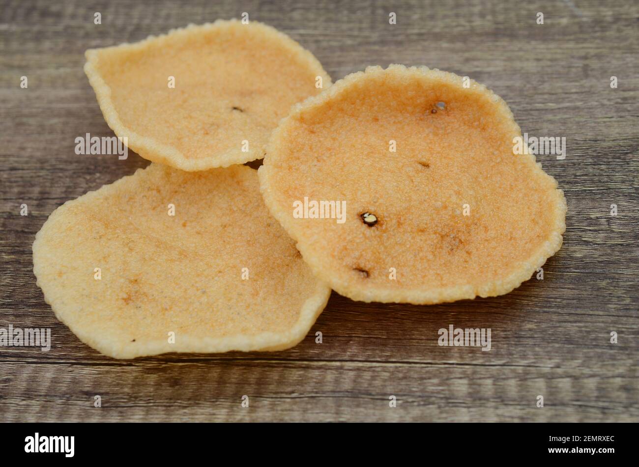 fresh crunchy prawn crackers on white background Stock Photo - Alamy