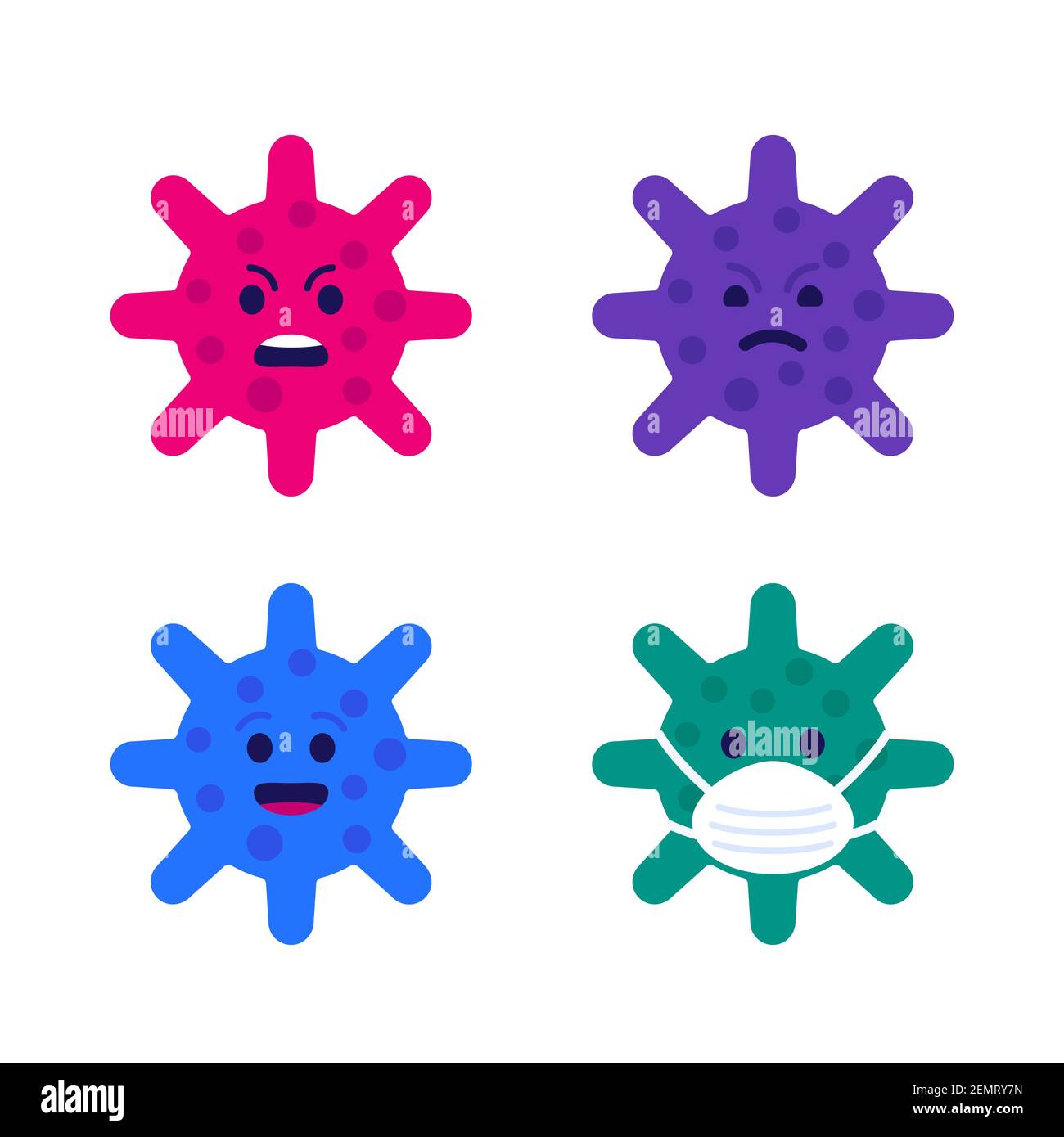 virus vector emoji set, angry and scared viruses Stock Vector Image ...