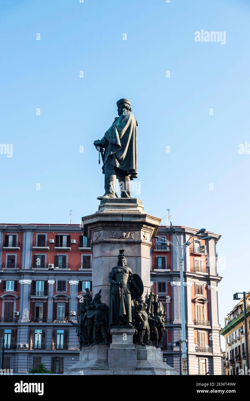 Statue of the Giuseppe Garibaldi in the Piazza Garibaldi of Naples ...
