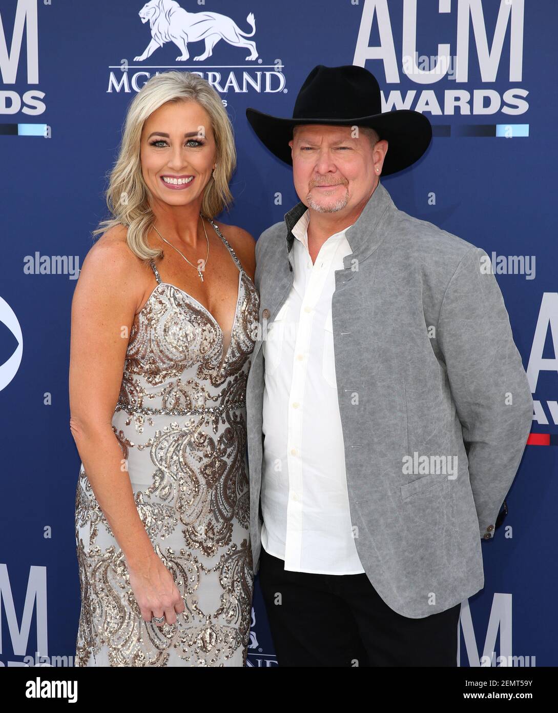 Tracy Lawrence and his wife Becca attend the 54th Academy of Country ...