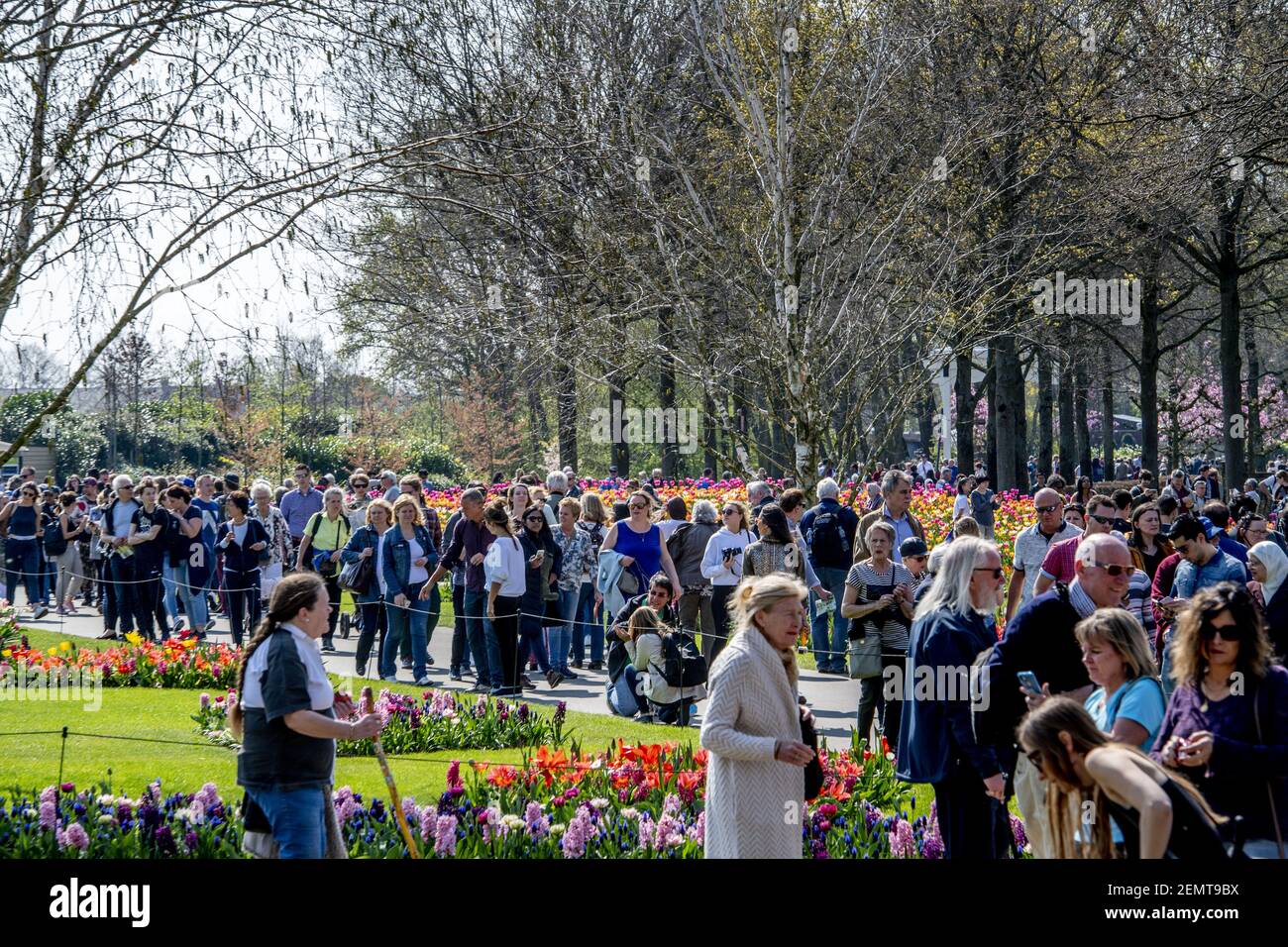 Lisse - Tourist in the flower park the Keukenhof on April 8, 2019 ...