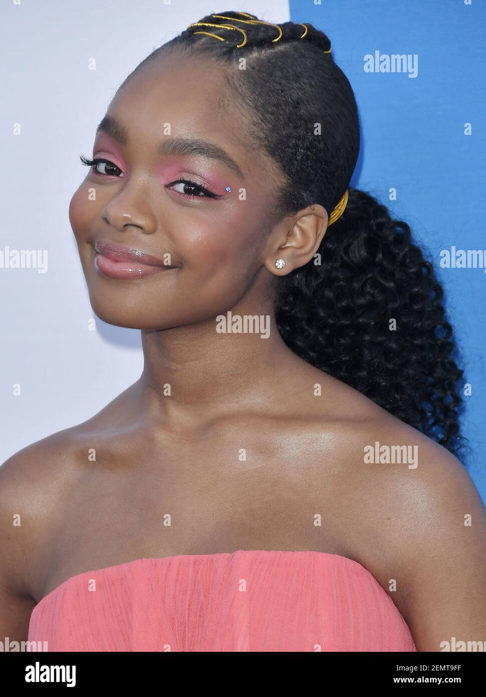Marsai Martin arrives at the "Little" Los Angeles Premiere held at the ...