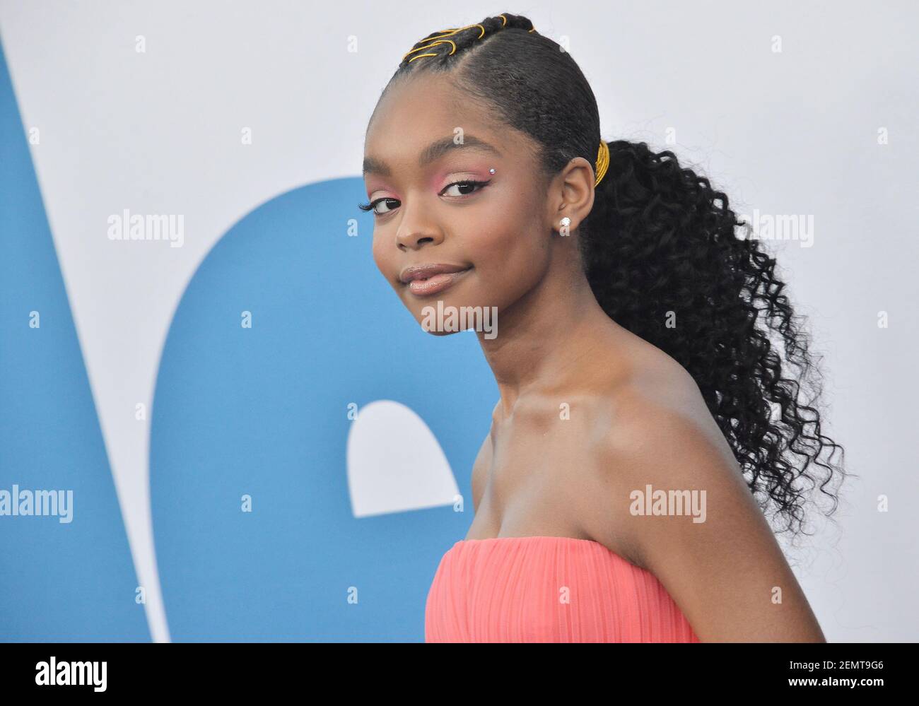 Marsai Martin arrives at the "Little" Los Angeles Premiere held at the ...