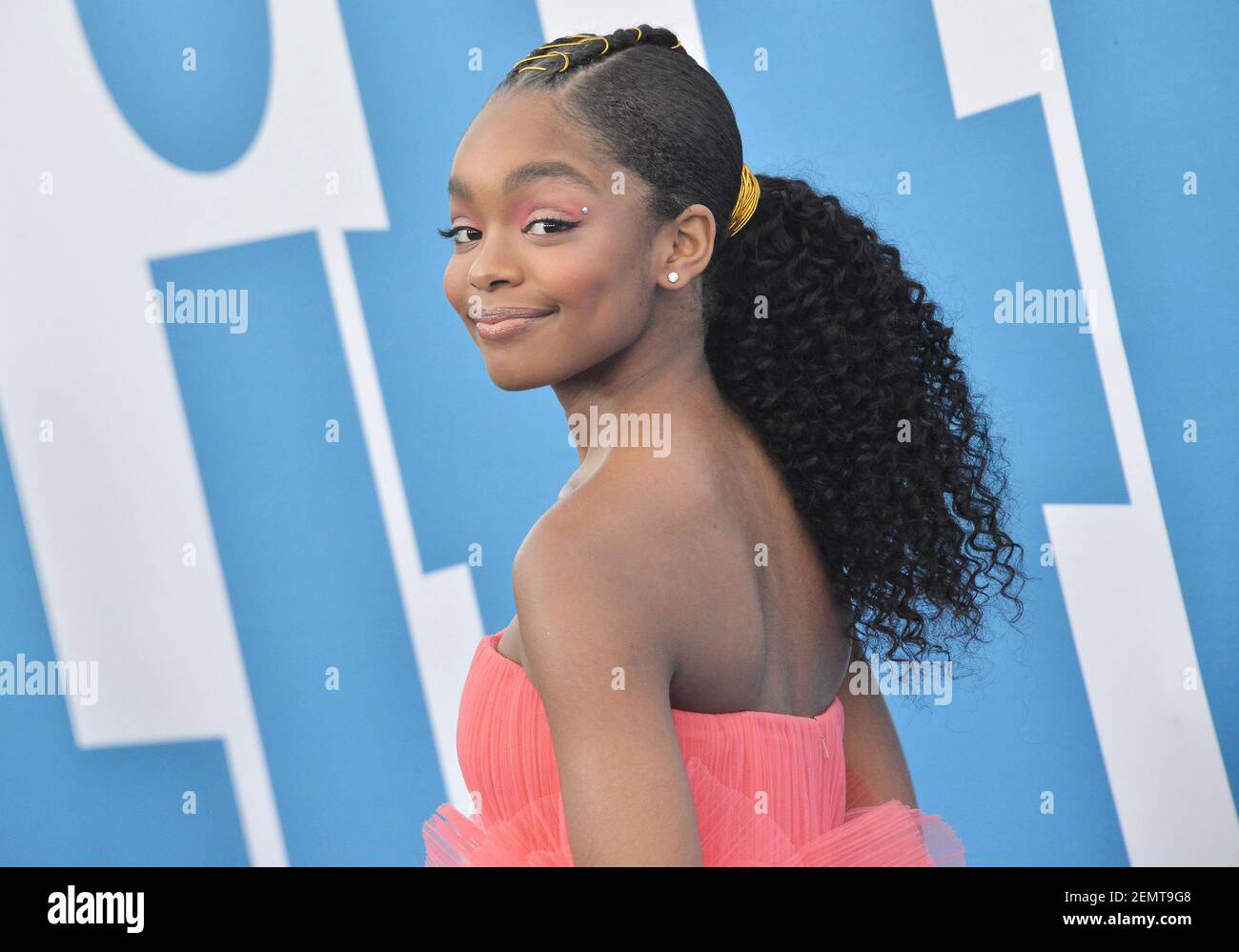 Marsai Martin arrives at the "Little" Los Angeles Premiere held at the ...