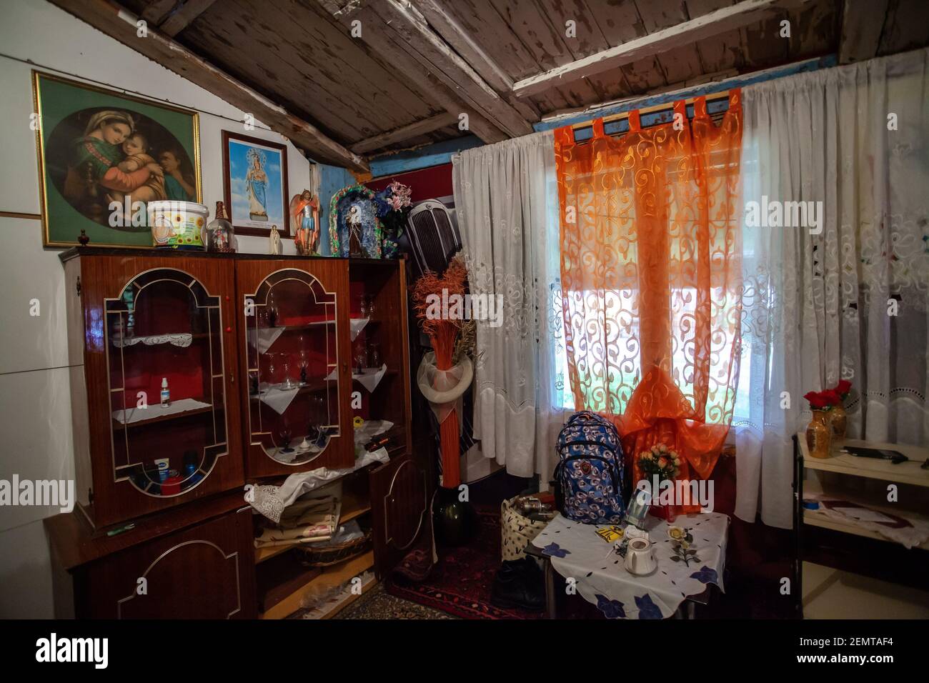 The inside of a home's Rom in the nomad camp in Palermo. (Photo by ...