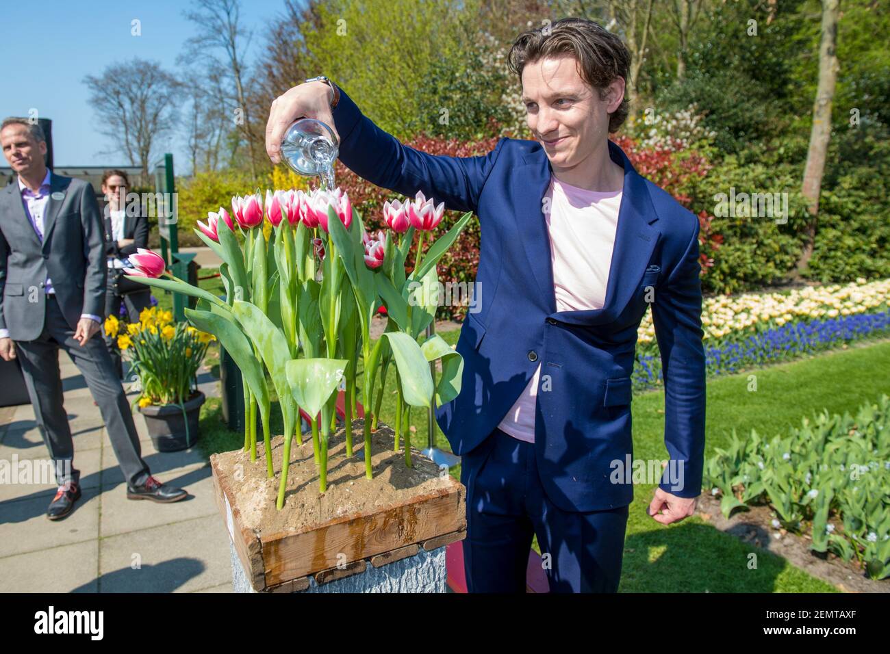 Mike Beckingham during the tulip baptism of the AMS Secrets tulip in De ...