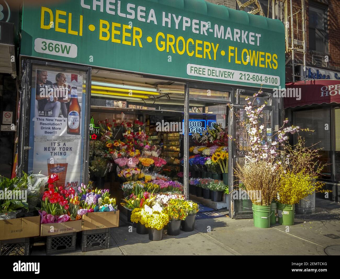 A deli in the Chelsea neighborhood in New York is ready for spring ...