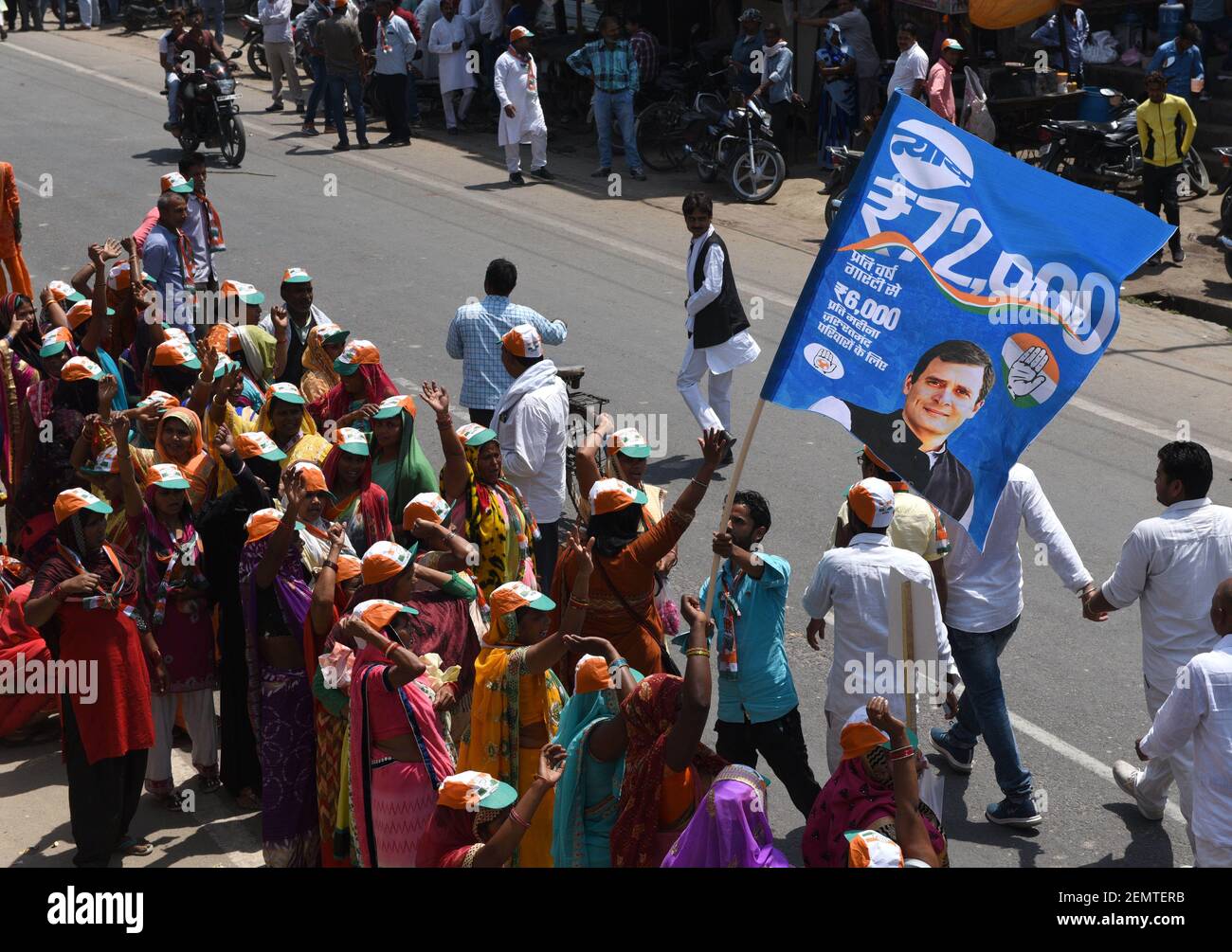 AMETHI, INDIA - APRIL 10: Congress supporters wait for Congress ...