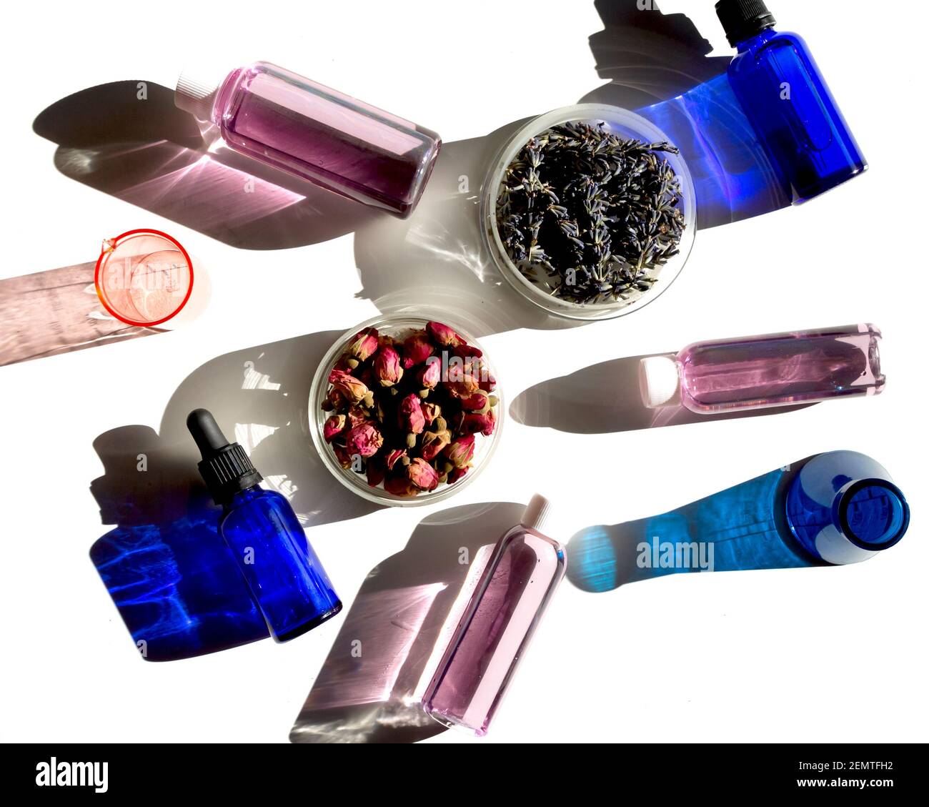 Abstract cosmetic or chemical laboratory. Laboratory equipment, flasks ...