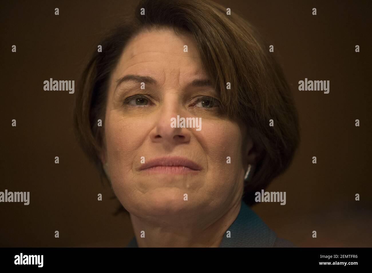 United States Senator Amy Klobuchar (Democrat of Minnesota) listens to ...