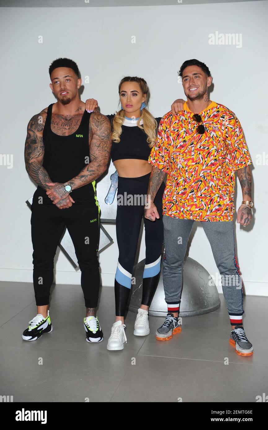 Ashley Cain, Georgia Harrison and Stephen Bear are seen during the Cast ...