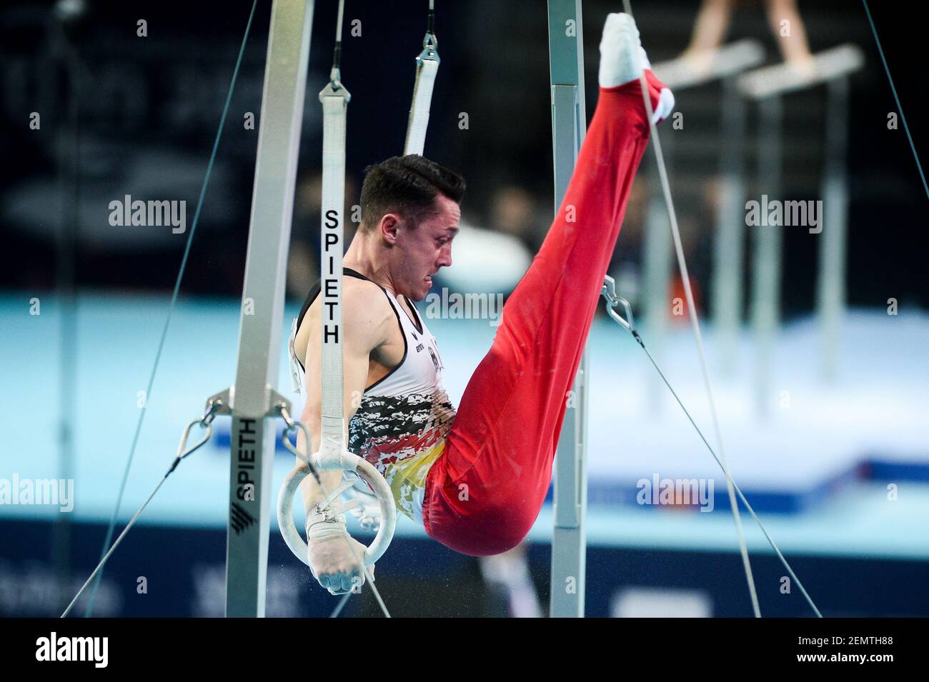 Andreas Toba from Germany seen in action on the rings during the men ...
