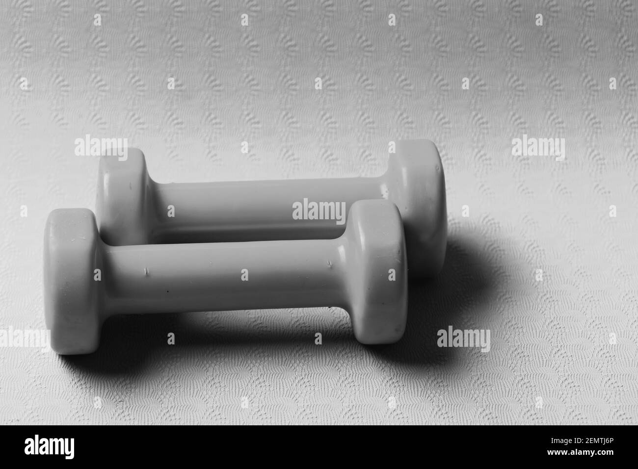 Barbells in small size, close up. Sports and healthy lifestyle concept ...