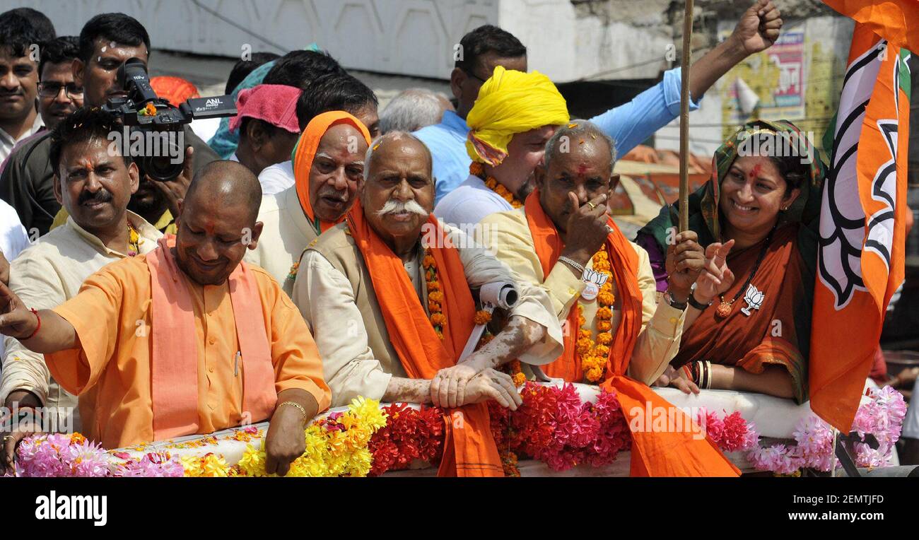 AMETHI, INDIA - APRIL 11: Uttar Pradesh Chief Minister Yogi Adityanath ...