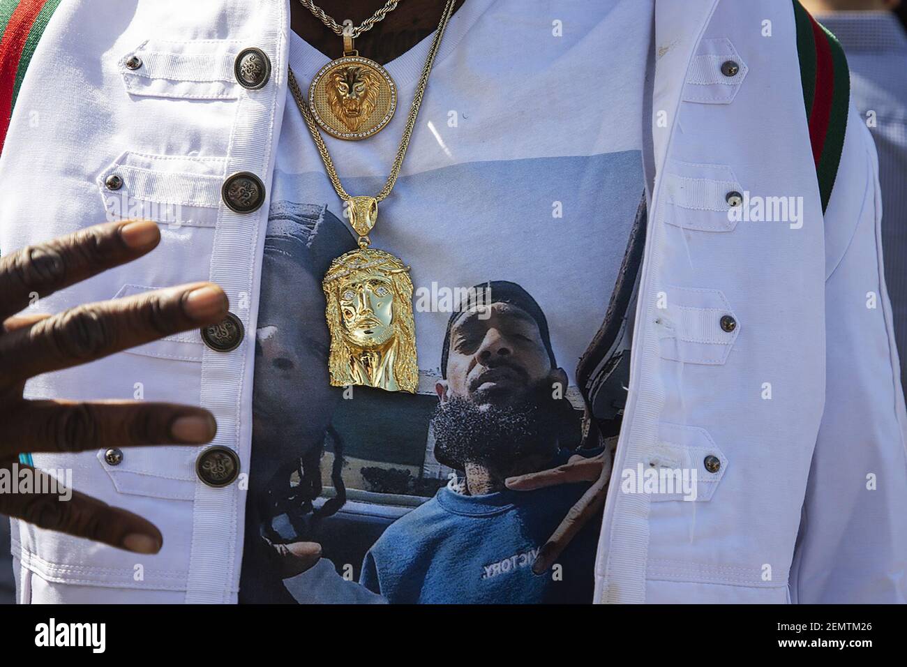 Friend of Nipsey Hussle at the memorial held at the Staples Center ...