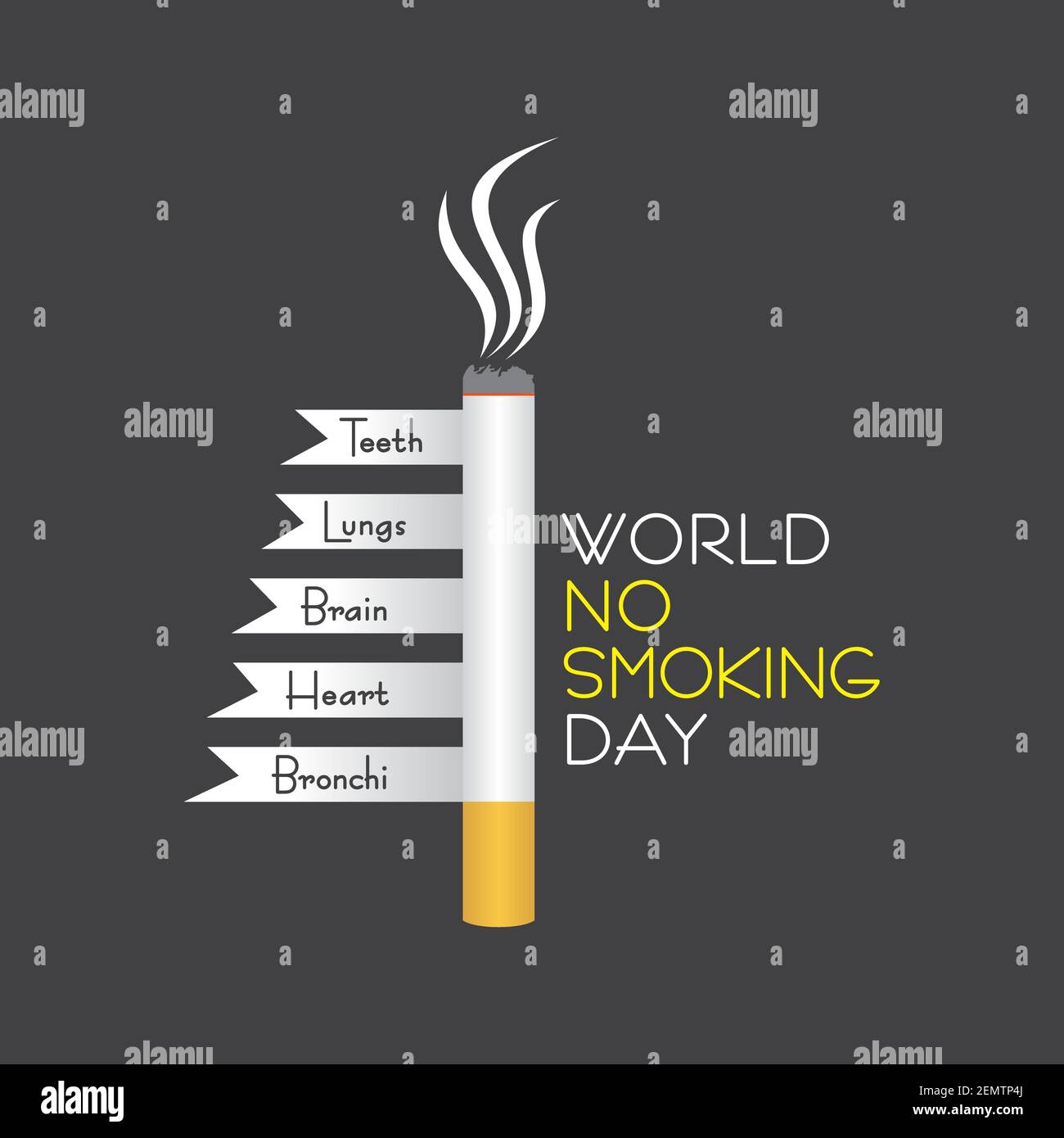 Vector illustration of World No Smoking day observed on second ...