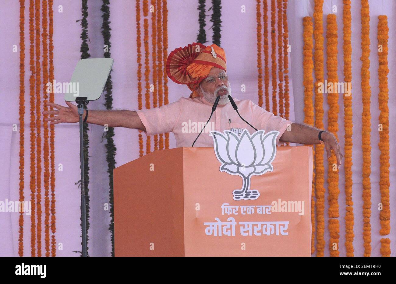 PUNE, INDIA - APRIL 12: Indian Prime Minister Narendra Modi addresses ...