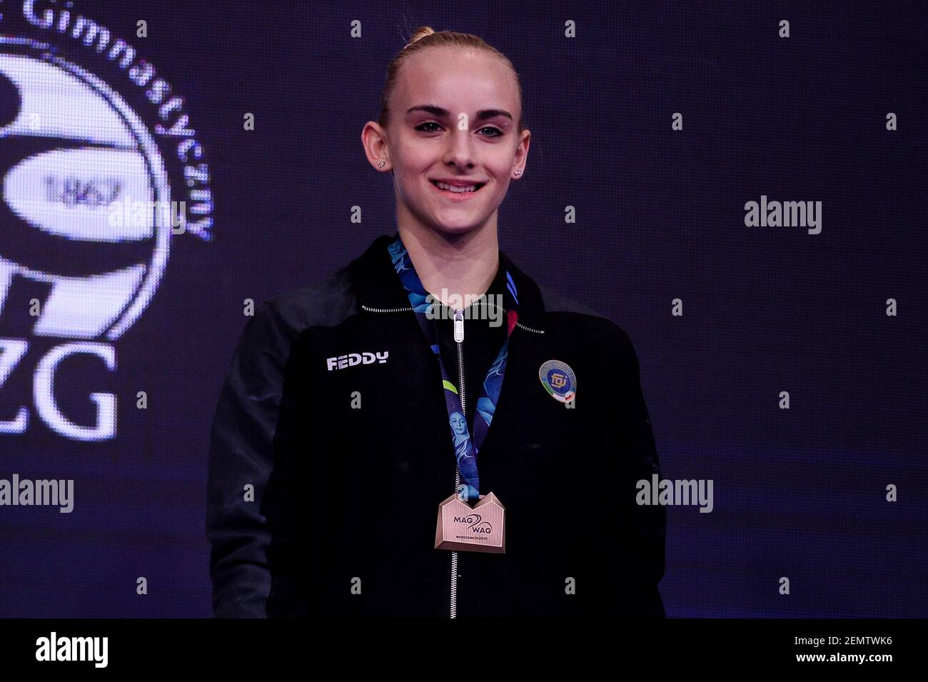 Alice D'Amato from Italy seen with bronze medal of the uneven bars ...