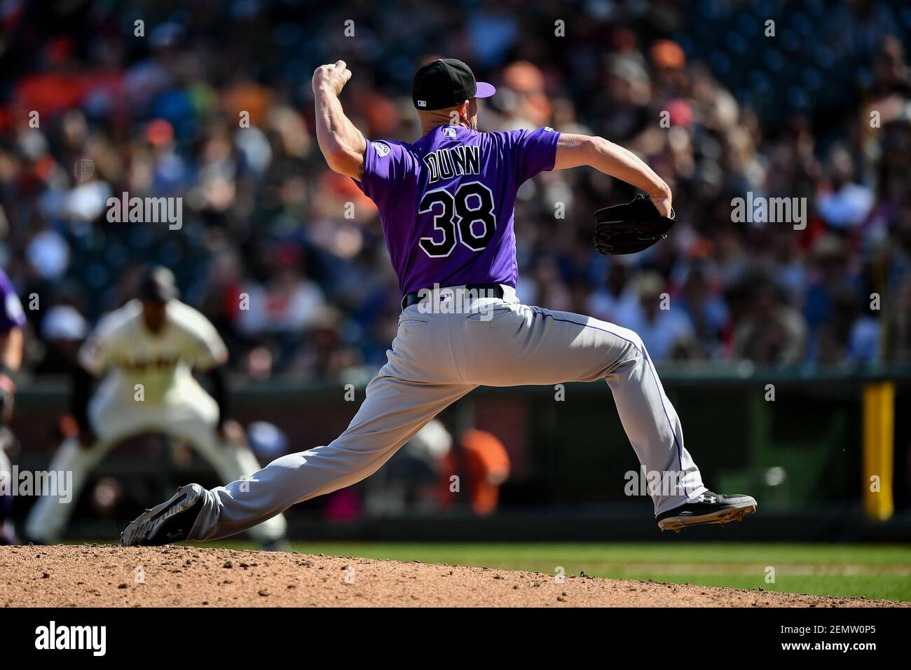 April 13, 2019: Colorado Rockies relief pitcher Mike Dunn (38) in ...
