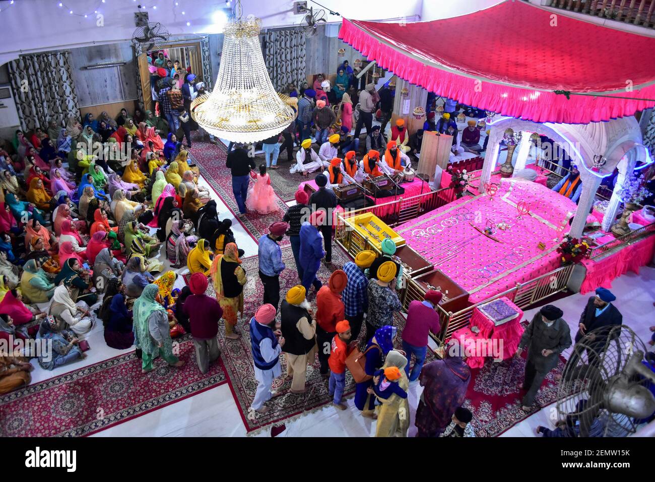 Sikh pilgrims seen attending rituals inside the gurdwara or a Sikh ...