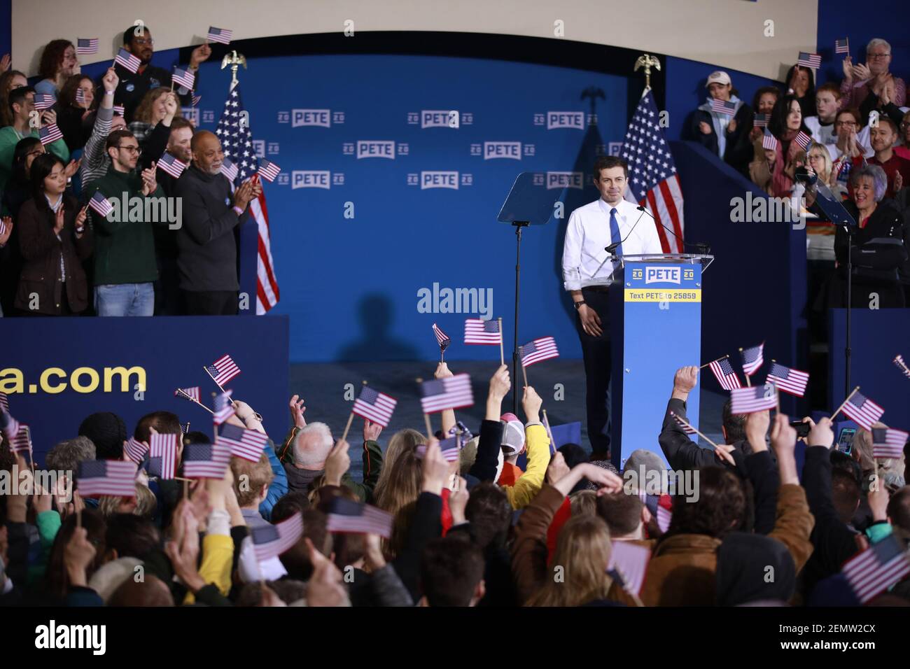 South Bend, Indiana Mayor Pete Buttigieg seen speaking during a ...
