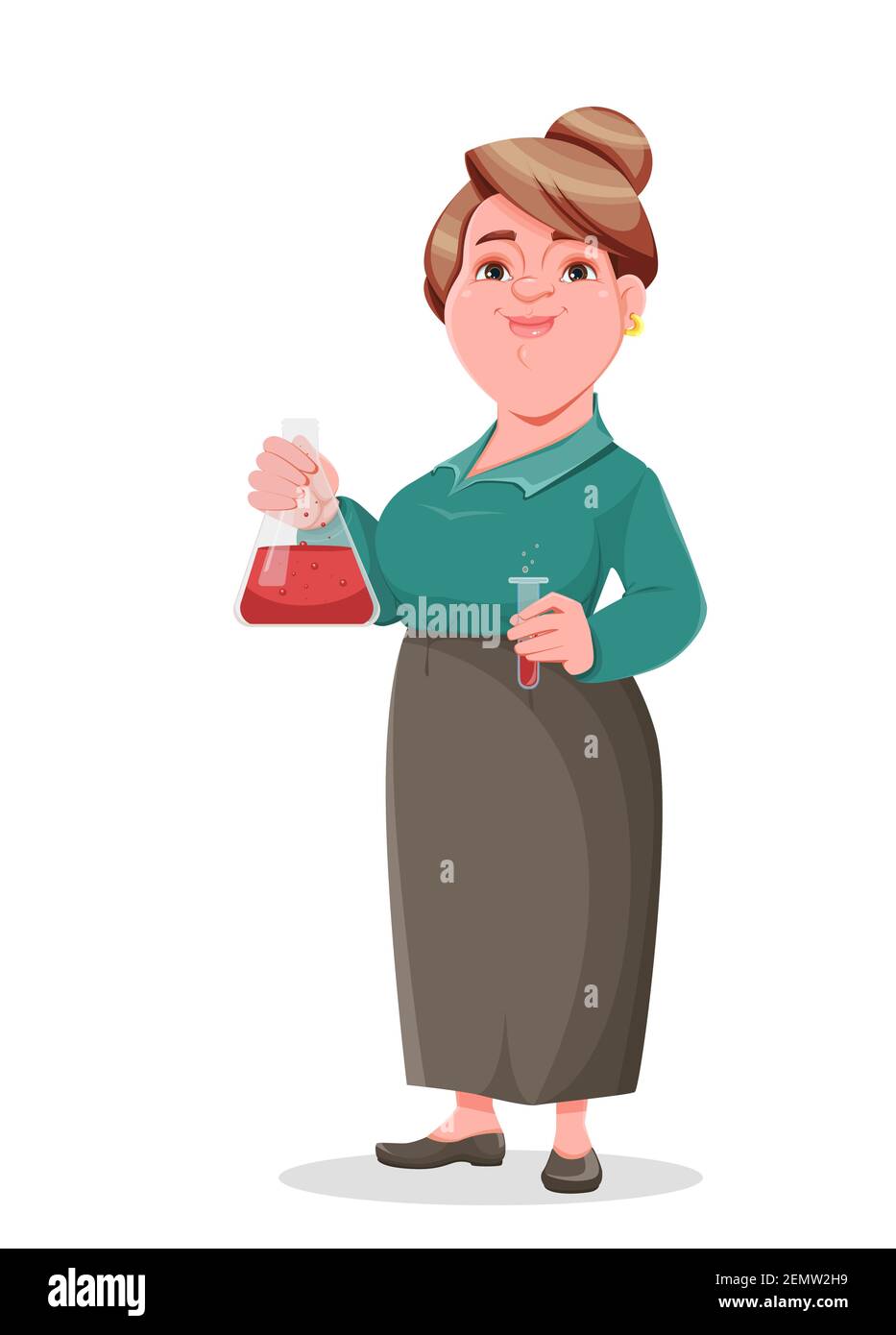 Stock vector happy smiling middle aged woman teacher chemist. Smiling ...