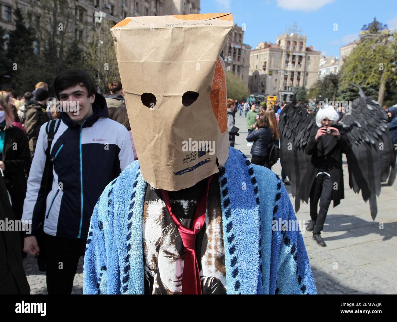A youth dressed in costume of anime character is seen attending the ...
