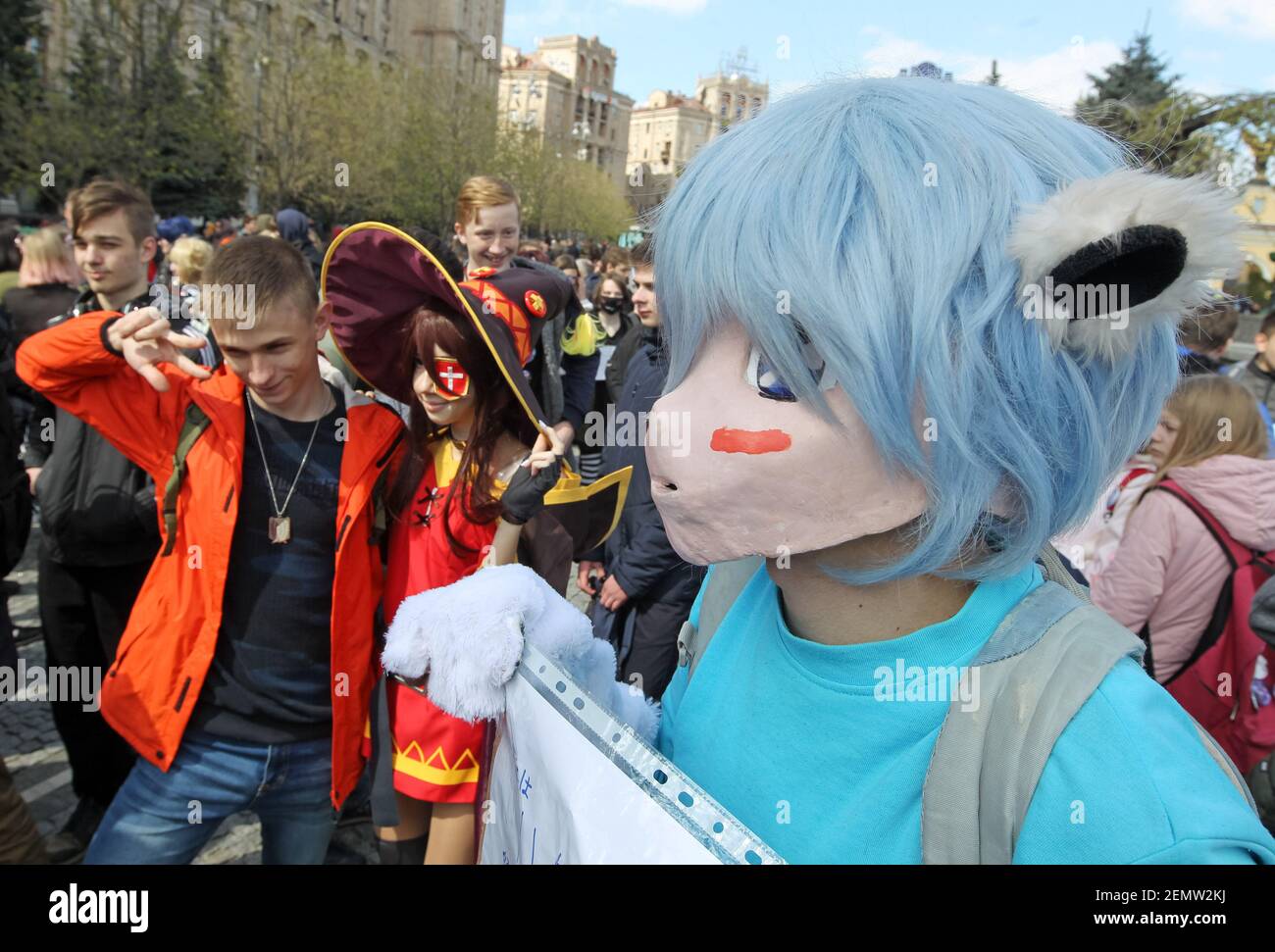 Youth dressed in costumes of anime characters are seen attending the ...