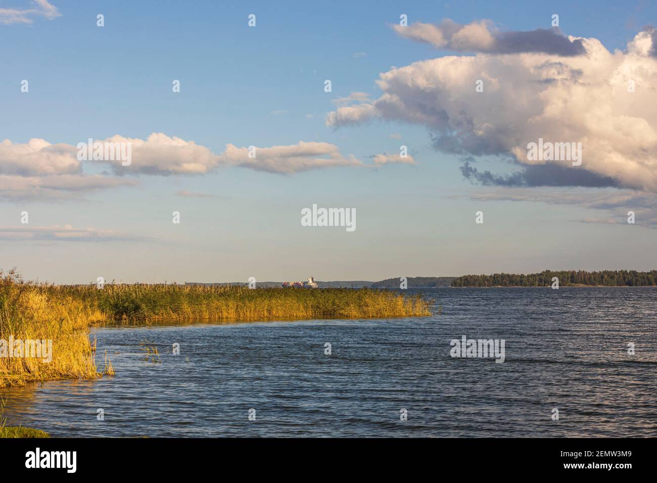 Beautiful Baltic sea view on sky with white clouds background ...