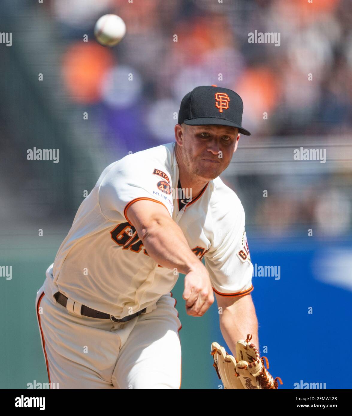 April 14, 2019: San Francisco Giants relief pitcher Trevor Gott (58) delivers in the eighth ...