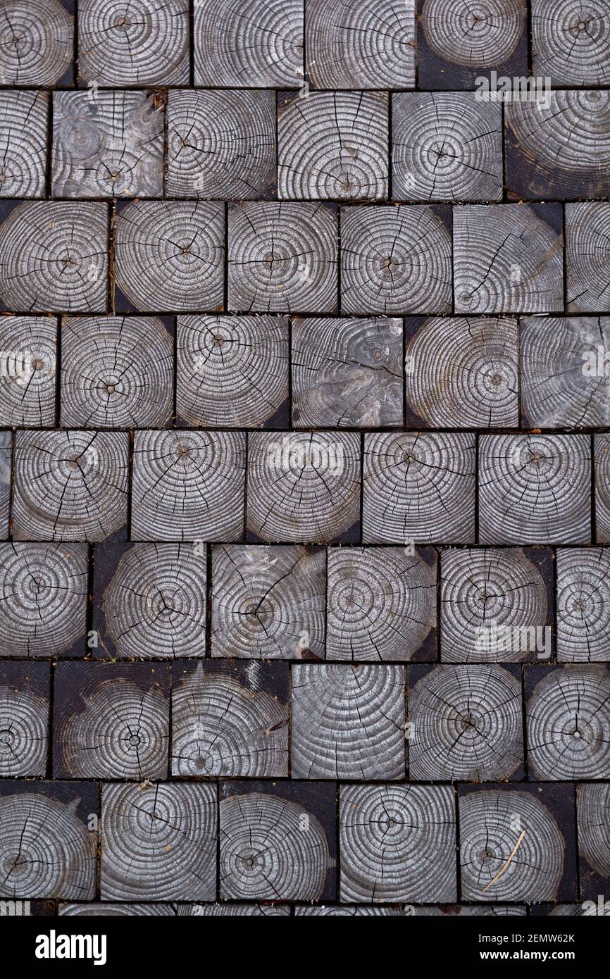 Background from gray wooden squares stacked together. High quality ...