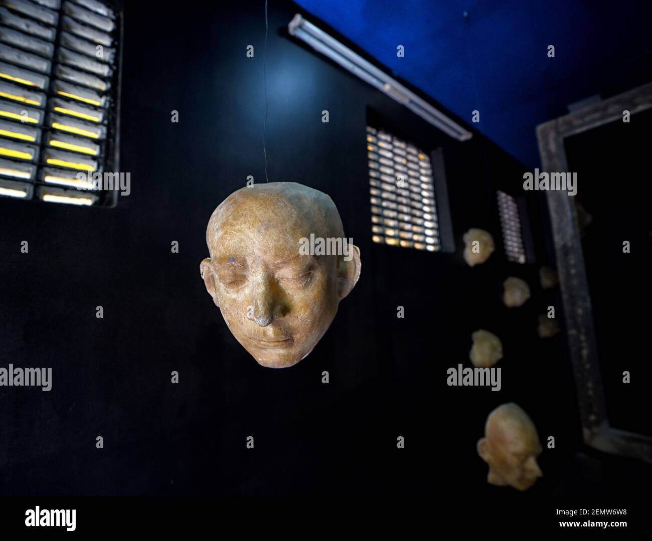 A Three dimension artwork on Human face & life cycle seen on display ...