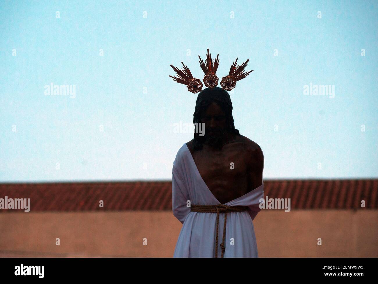 The statue of Christ of 'Estrella' brotherhood is seen during a ...