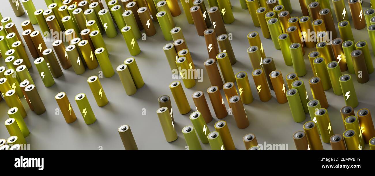 Infinite batteries, clean and sustainable energy concepts, 3d rendering ...